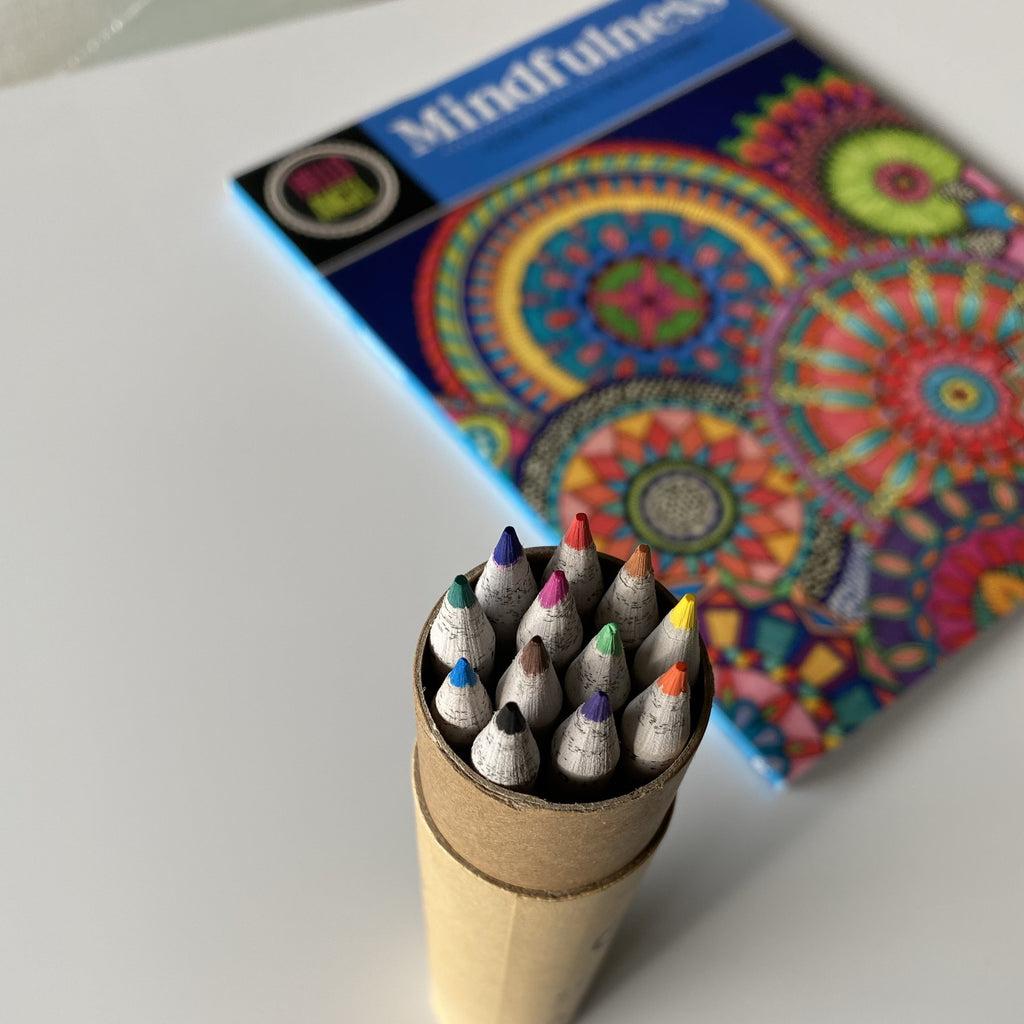 Mindfulness Coloring Book and Colored Pencil Set. Relax The Analog Way ...